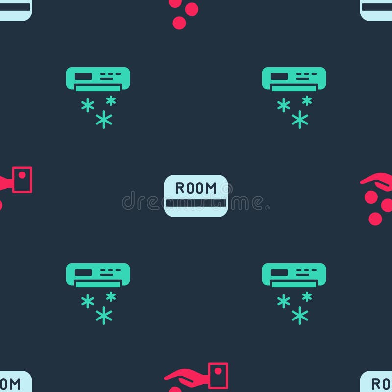 Set Paying Tips, Hotel Key Card and Air Conditioner on Seamless Pattern ...