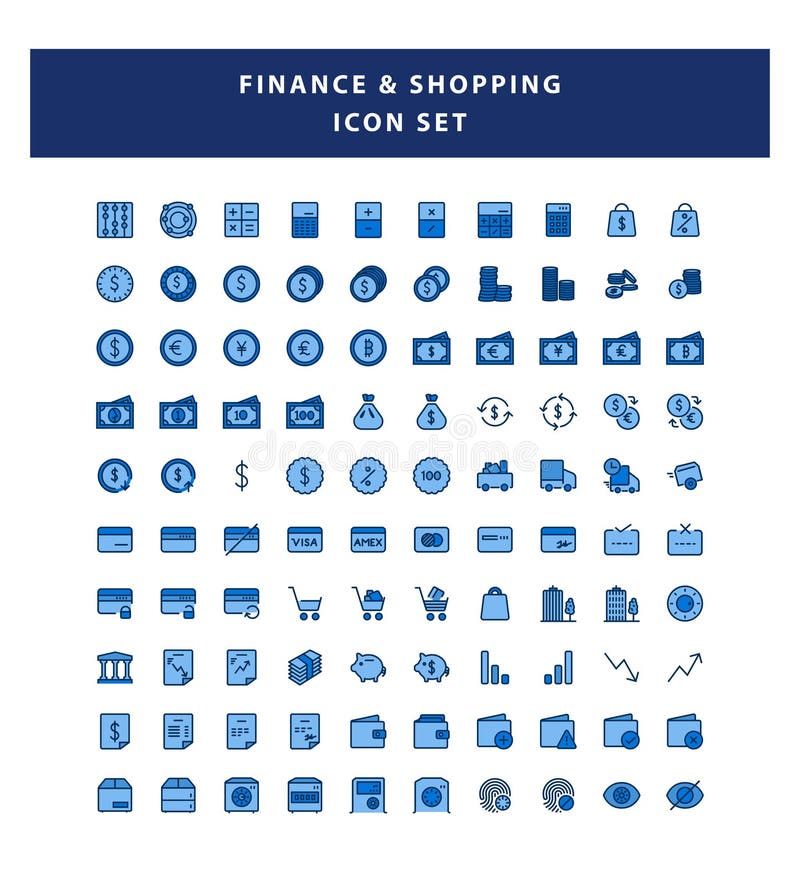Set of Payment and Finance Icon with Filled Outline Style Design Vector ...