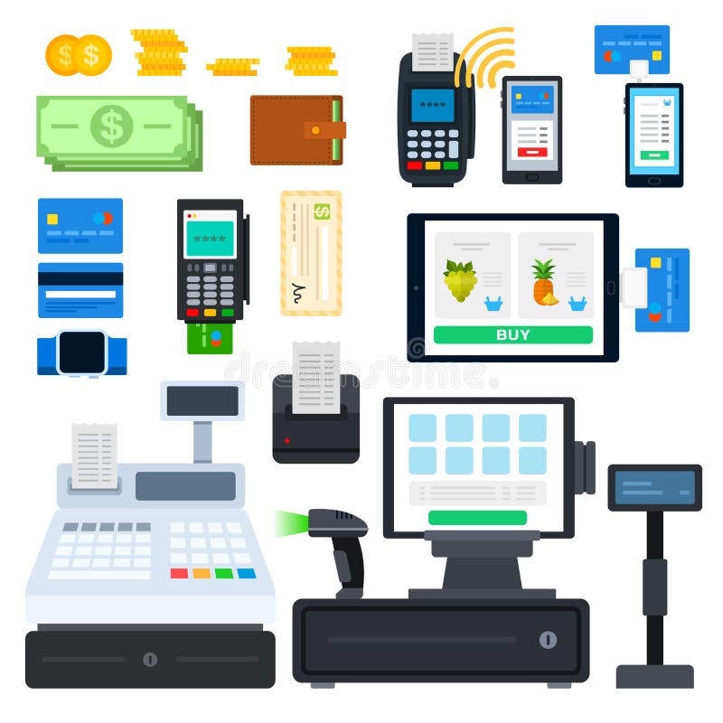 Set of Payment Tools Icons Flat Vector Stock Vector - Illustration of ...