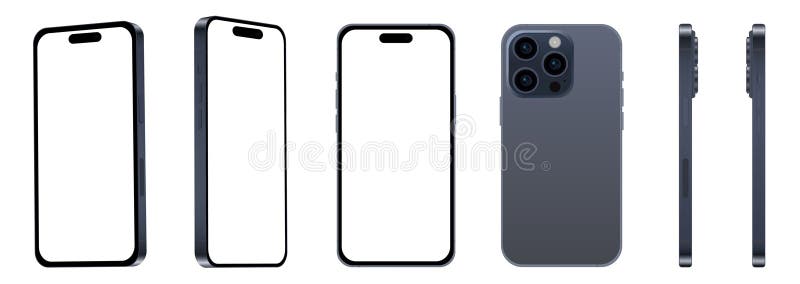 Set of 6pcs from Different Angles, 15 PRO Blue Titanium Smartphone ...