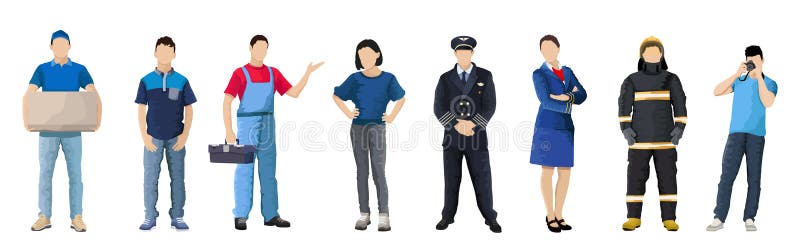 Set of 17 Pcs People of Different Professions on a White Background ...