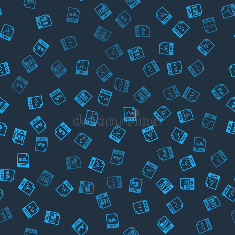 Set PDF File Document, OBJ, HTML and OTF on Seamless Pattern. Vector ... Set PDF File Document, OBJ, HTML and OTF on Seamless Pattern. Vector ...