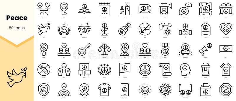 Set of Peace Icons. Simple Line Art Style Icons Pack Stock Vector ...