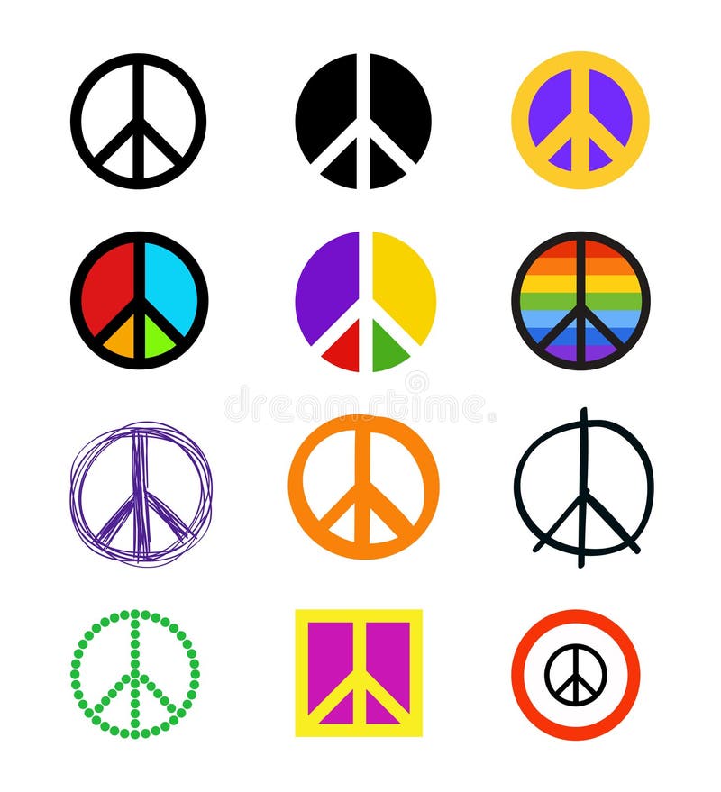 Set of Peace Signs. Colorful Symbols in Different Styles. Stock Vector ...