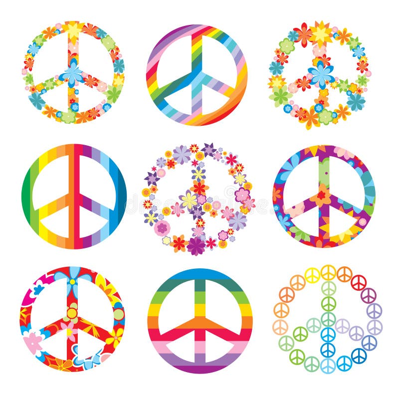 Set of peace symbols stock vector. Illustration of shiny - 14080943