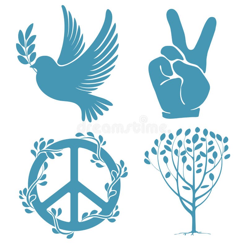 Set of peace symbols stock vector. Illustration of plant - 41403467
