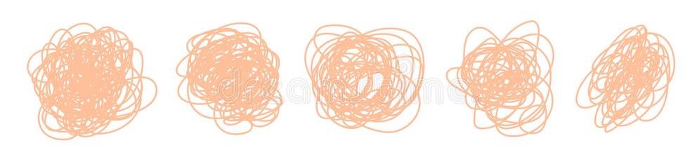 Set of Peach Fuzz Hand Drawn Circles Drawing Scribble Circle Lines ...