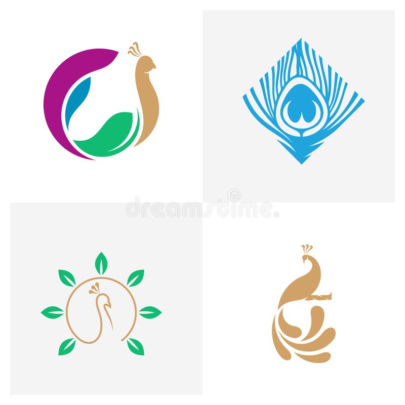 Set of Peacock Logo Vector Template, Creative Peacock Logo Design ...