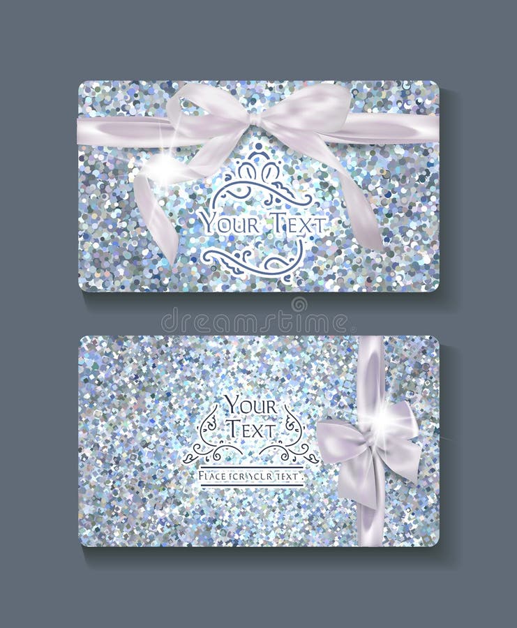 Set of Pearl Cards with Floral Design Elements and Silk Bows Stock ...