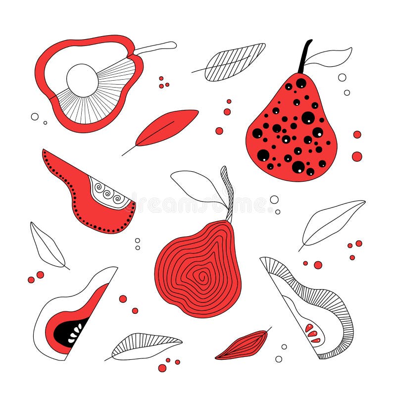 Set of abstract pears stock vector. Illustration of raspberry - 260638813