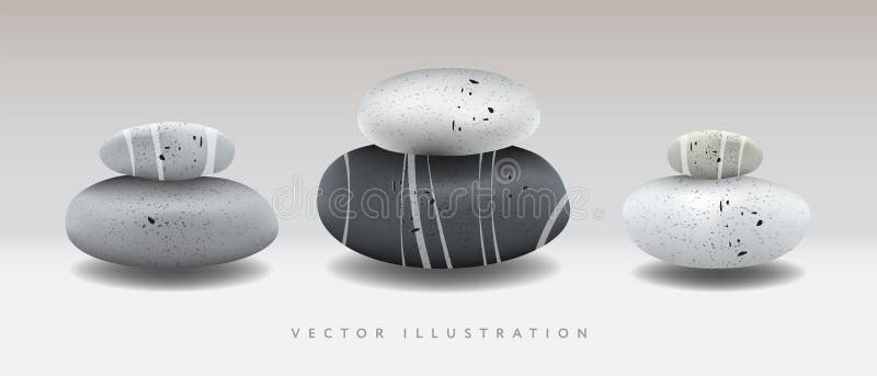 Set of Pebble Rocks Isolated on White, Vector Image Stock Vector ...