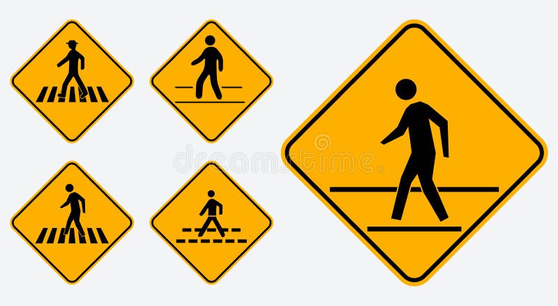 Set of Pedestrian Walk Sign. Easy To Modify Stock Vector - Illustration ...