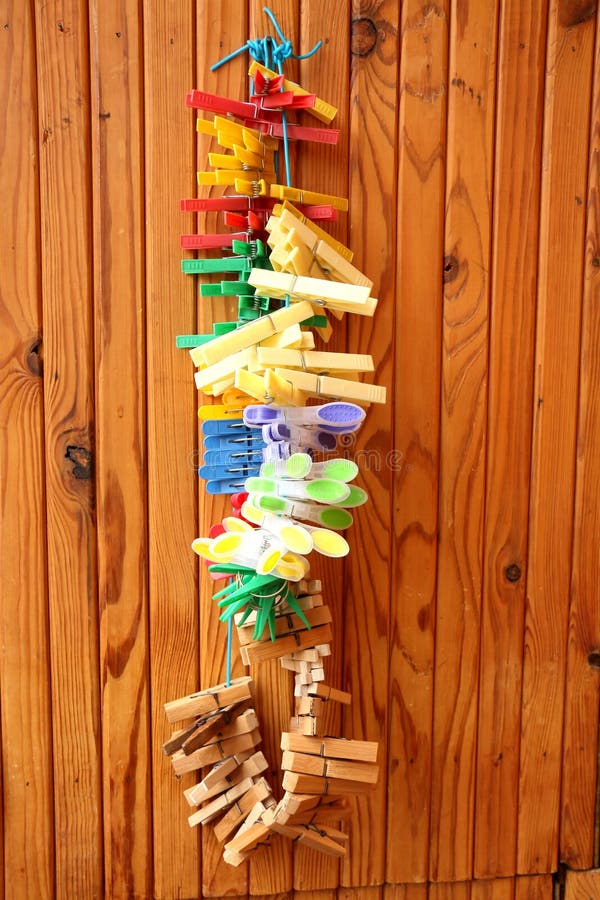 A Set of Pegs for Drying Clothes Stock Image - Image of bunch ...