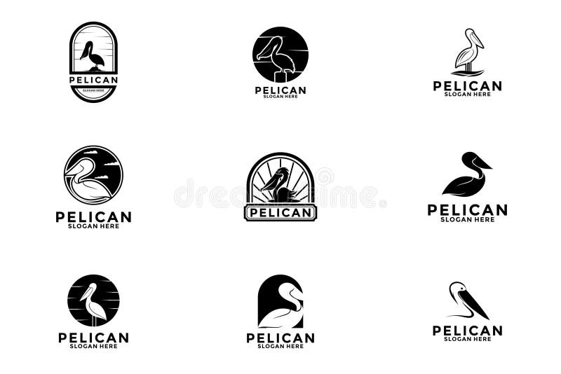Set of Pelicans Logo Vector, Pelican Logo Template Stock Vector ...