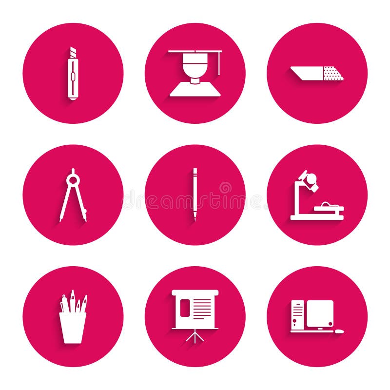 Set Pencil with Eraser, Chart, Diagram, Infographic, Pie Graph ...