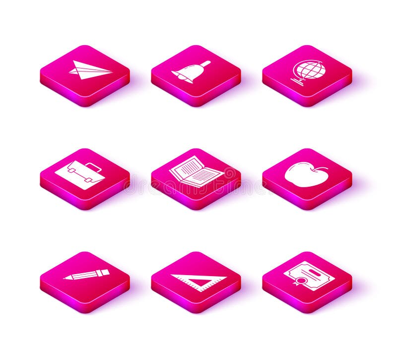 Set Pencil with Eraser, Triangular Ruler, Briefcase, Open Book ...