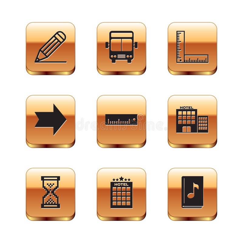 Set Pencil and Line, Hourglass Pixel, Hotel Building, Ruler, Arrow ... Set Pencil and Line, Hourglass Pixel, Hotel Building, Ruler, Arrow ...