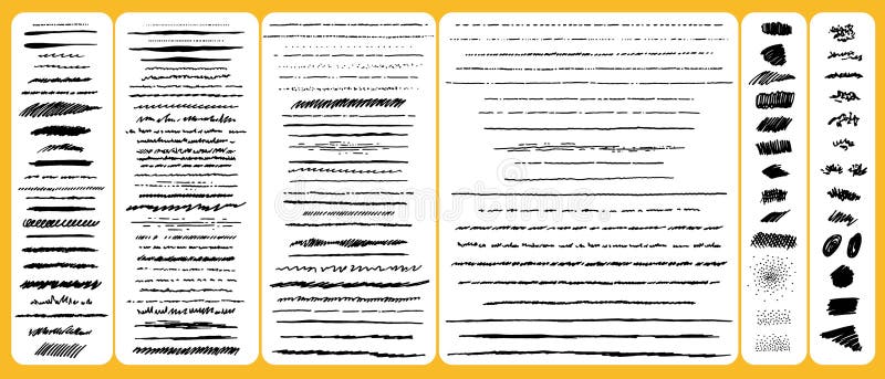 Set of Pencil, Marker Lines, Strokes, Spots, Textures. Hand Drawn ...