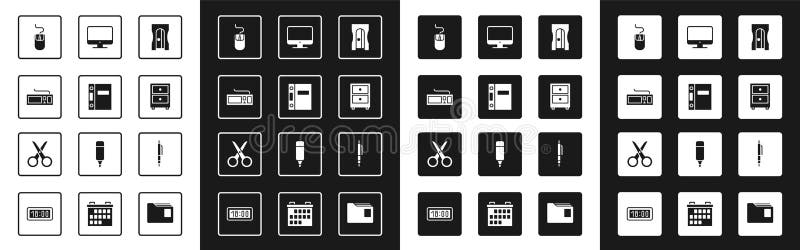 Set Pencil Sharpener, Office Folders, Keyboard, Computer Mouse, Drawer ...