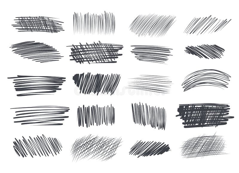 Set of Pencil Strokes. 20 Hand-drawn Design Elements Stock Vector ...