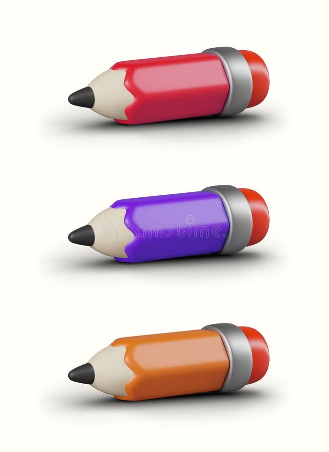 Set of Pencils in Horizontal Position. Colored Wooden Objects with ...