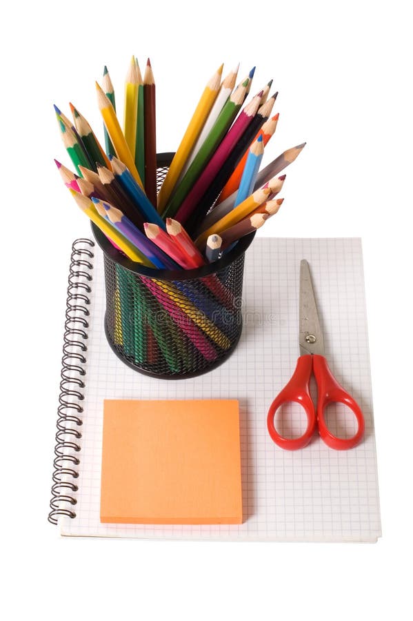 Set of Pencils on a Writing-book Stock Photo - Image of blank, graphite ...
