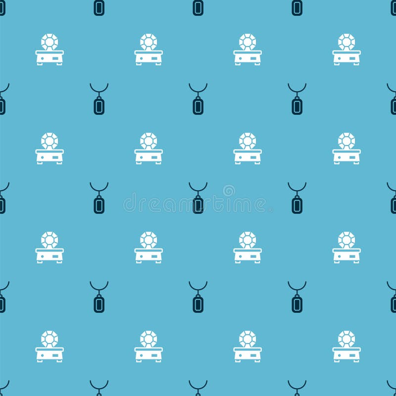 Set Pendant on Necklace and Gem Stone on Seamless Pattern. Vector Stock ...