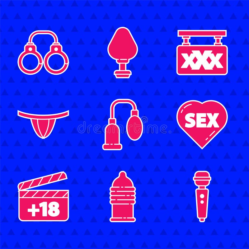 Set Penis Pump Condom Safe Sex Vibrator Heart With Text Sex Movie Clapper 18 Plus Content