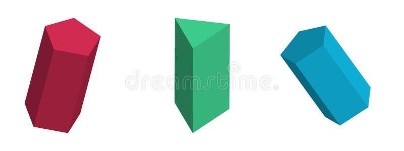 Set of Pentagonal and Triangular Prism from Different Sides. Vector ...