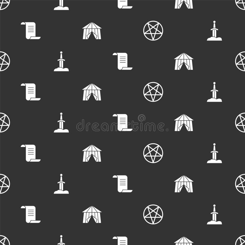 Set Pentagram in a Circle, Sword the Stone, Ancient Magic Book and ...