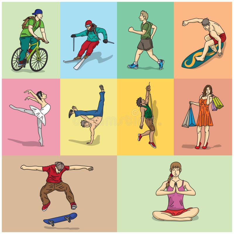 Set of People with Actions. Vector Illustration Decorative Design Stock ...