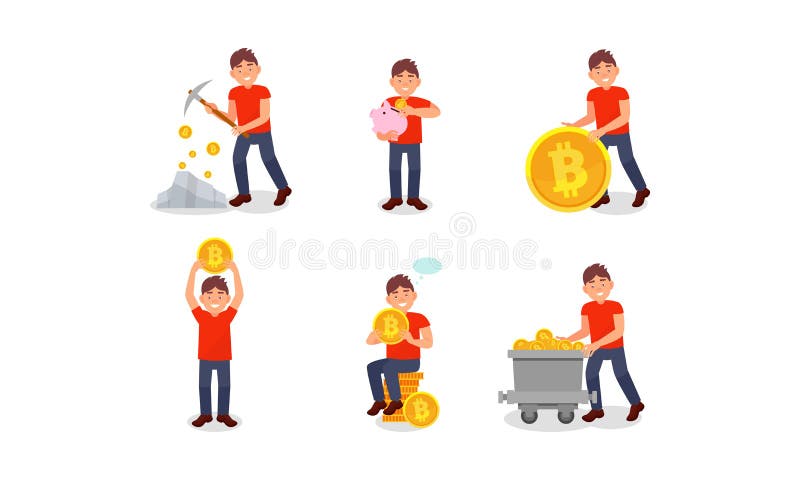 Set with People Activity for Getting Money Vector Illustration Stock ...