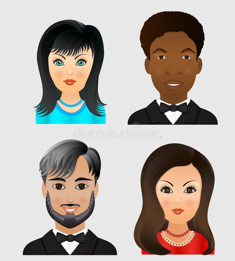 Set People Avatars. People Faces. Vector Avatar. Stock Illustration ...