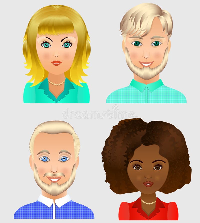 Set People Avatars. People Faces. Vector Avatar. Stock Illustration ...