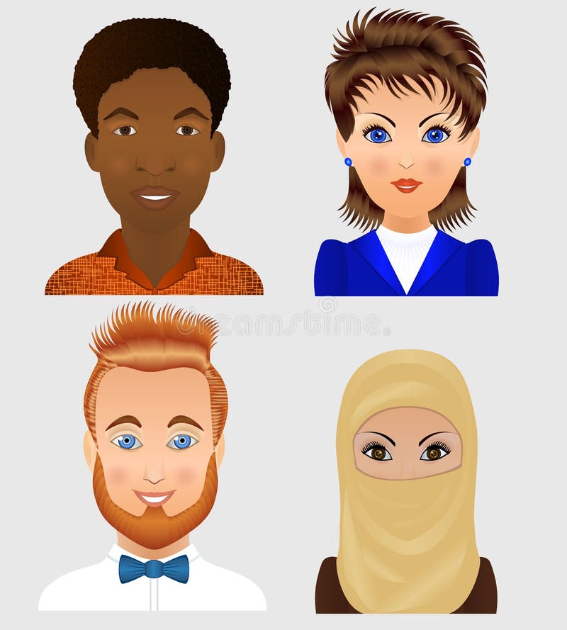 Set People Avatars. People Faces. Vector Avatar. Stock Illustration ...