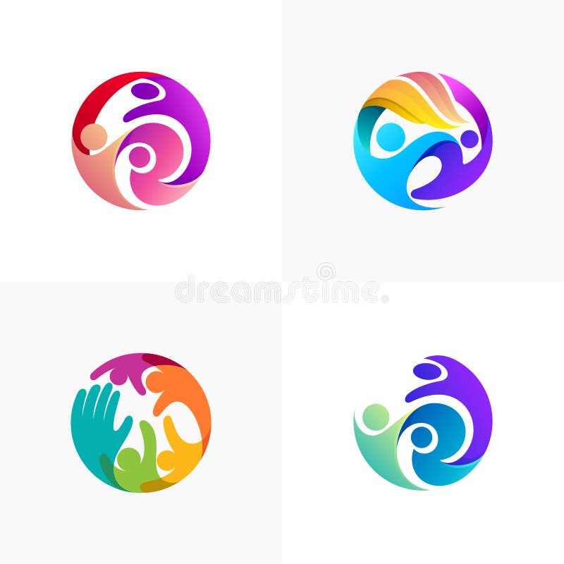 Set People Care Logo with Circle Design Community Stock Vector ...