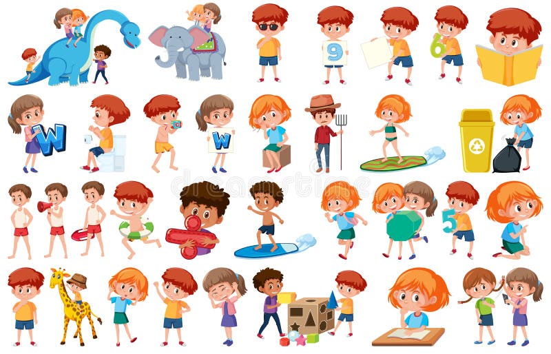 Set of People Cartoon Character Stock Vector - Illustration of child ...