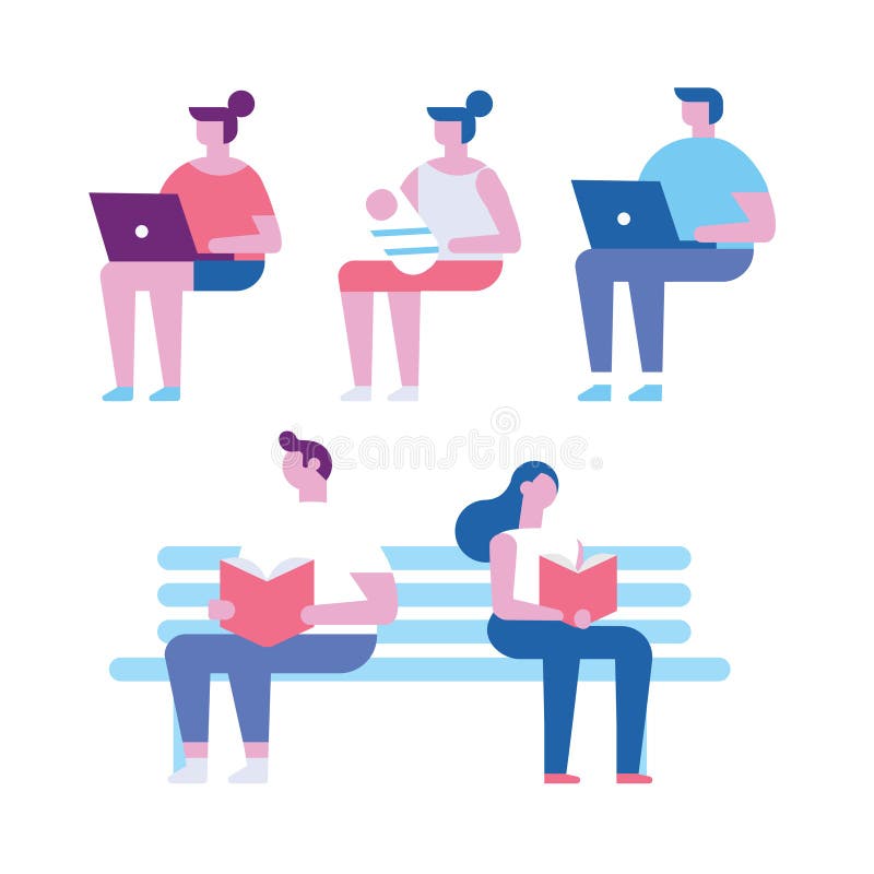 Set of People Characters in Different Activity Stock Illustration ...