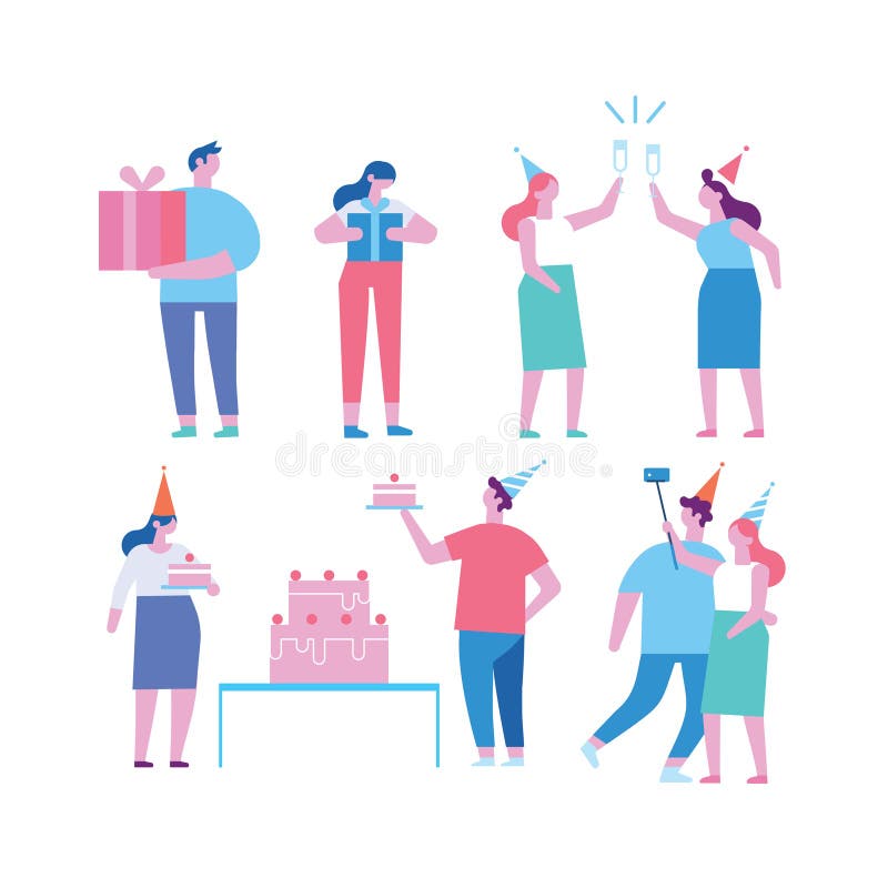 Set of People Characters in Different Activity Stock Illustration ...