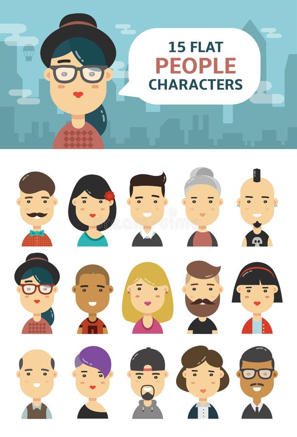 A Set of 15 People Characters in a Flat Style. City People. on White ...