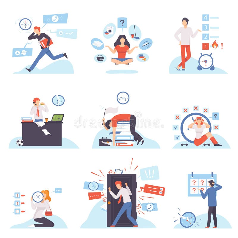 Set of People in the Deadline. Vector Illustration. Stock Vector ...