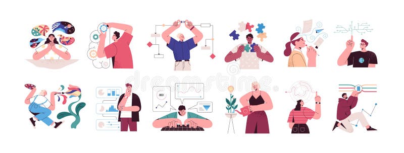 Set of People with Different Mental Mindset Types or Models: Creative ...