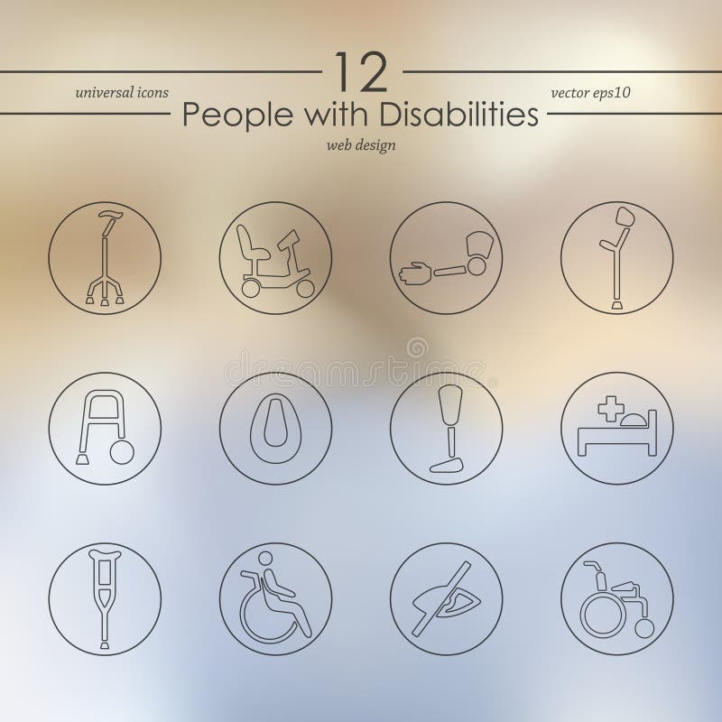 Set of People with Disabilities Icons Stock Vector - Illustration of ...