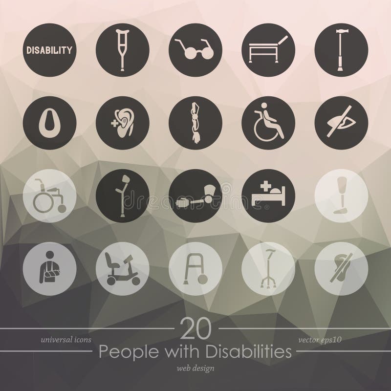 Set Of People With Disabilities Icons Stock Vector - Illustration of ...