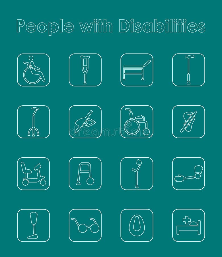 Set of People with Disabilities Simple Icons Stock Vector ...