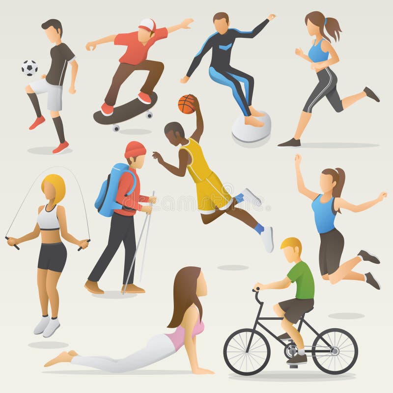 Set of People Doing Different Activities. Vector Illustration ...