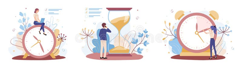 Set of People Doing Different Tasks and Managing Their Time Stock ...