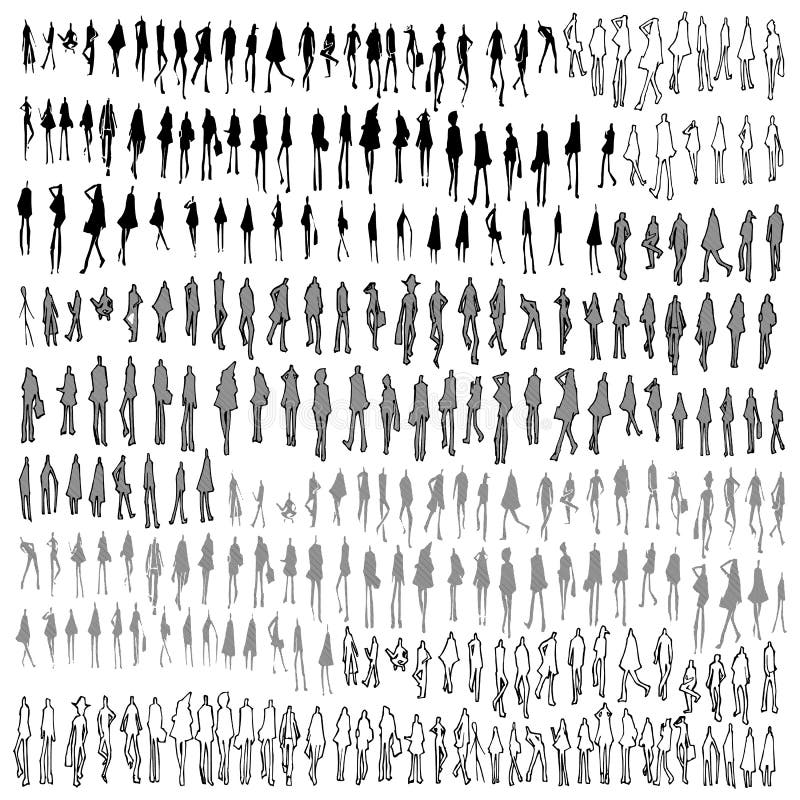 Set of People Drawing Illustration Hand Drawn Doodle Sketch Line Vector ...