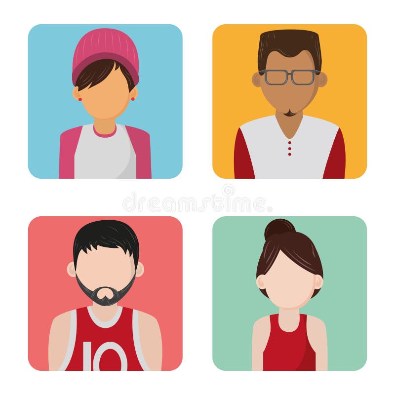 Set of People Faceless Characters Icons Stock Vector - Illustration of ...