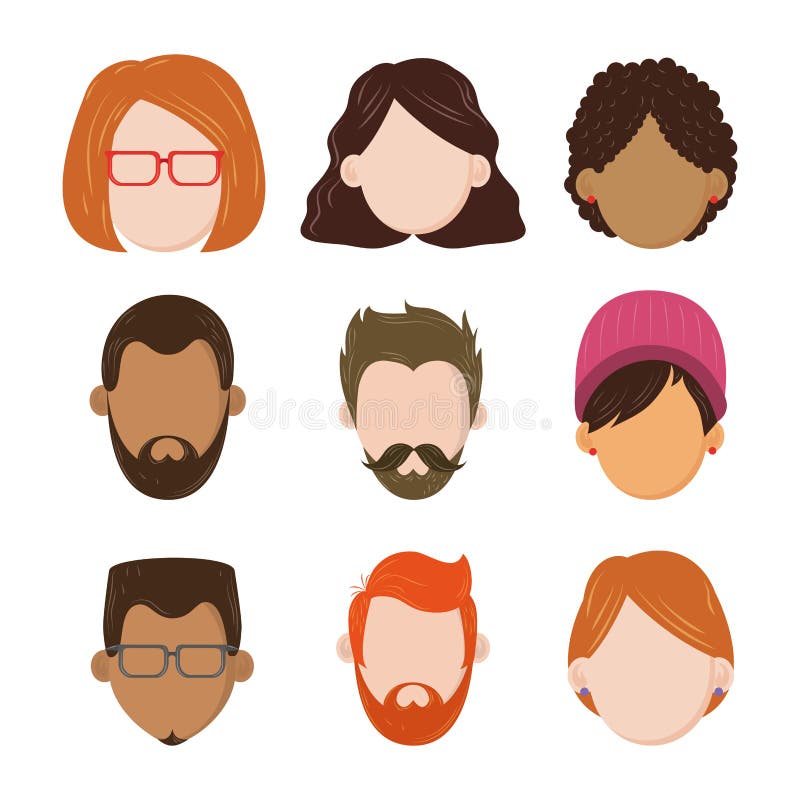 Set of People Faceless Characters Cartoons Stock Vector - Illustration ...